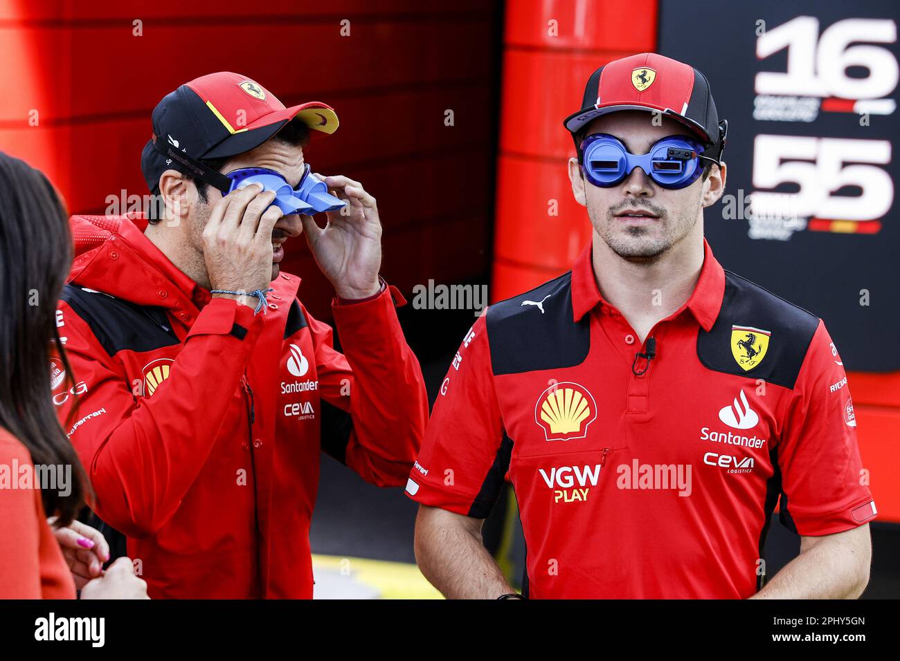 Melbourne, Australie - 30/03/2023, LECLERC Charles (mco), Scuderia Ferrari SF-23, portrait SAINZ ...