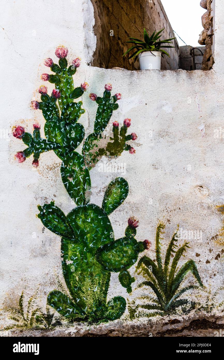 Art de rue, village de Lachania, un joyau d'une île avec de petites ...