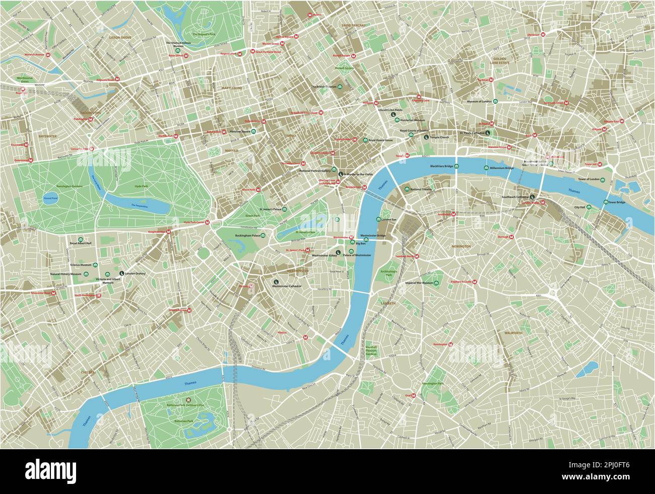 Carte de la ville de westminster avec la tamise Banque d'images ...