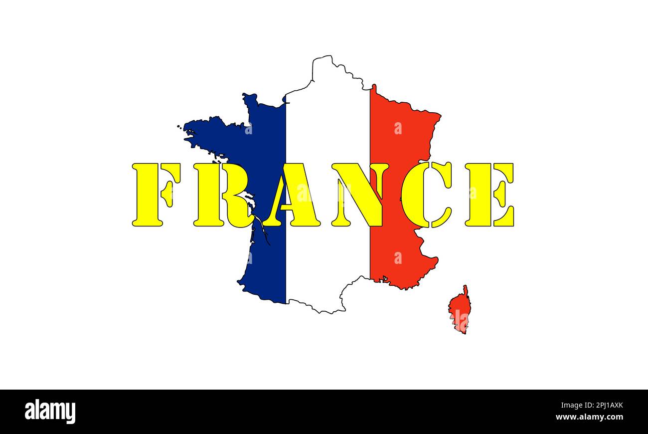 france, la silhouette de la france et du tricolore avec le mot « france ...