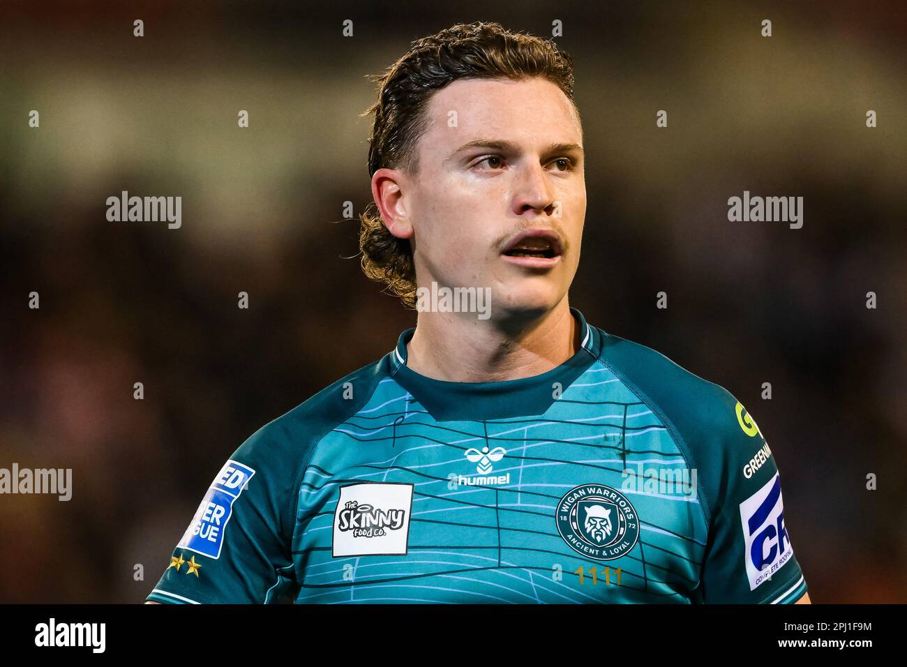 Jai Field #1 de Wigan Warriors pendant le match de la Super League ...