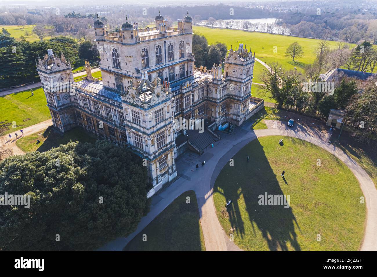 Vue aérienne d'un magnifique Wollaton Hall (Musée d'histoire naturelle ...