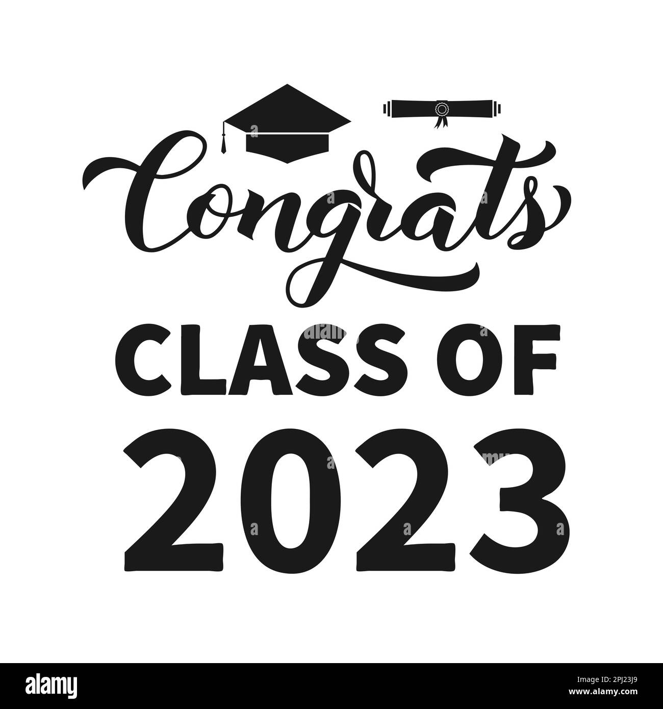 Congrats classe de 2023 lettrage calligraphique avec capuchon de ...