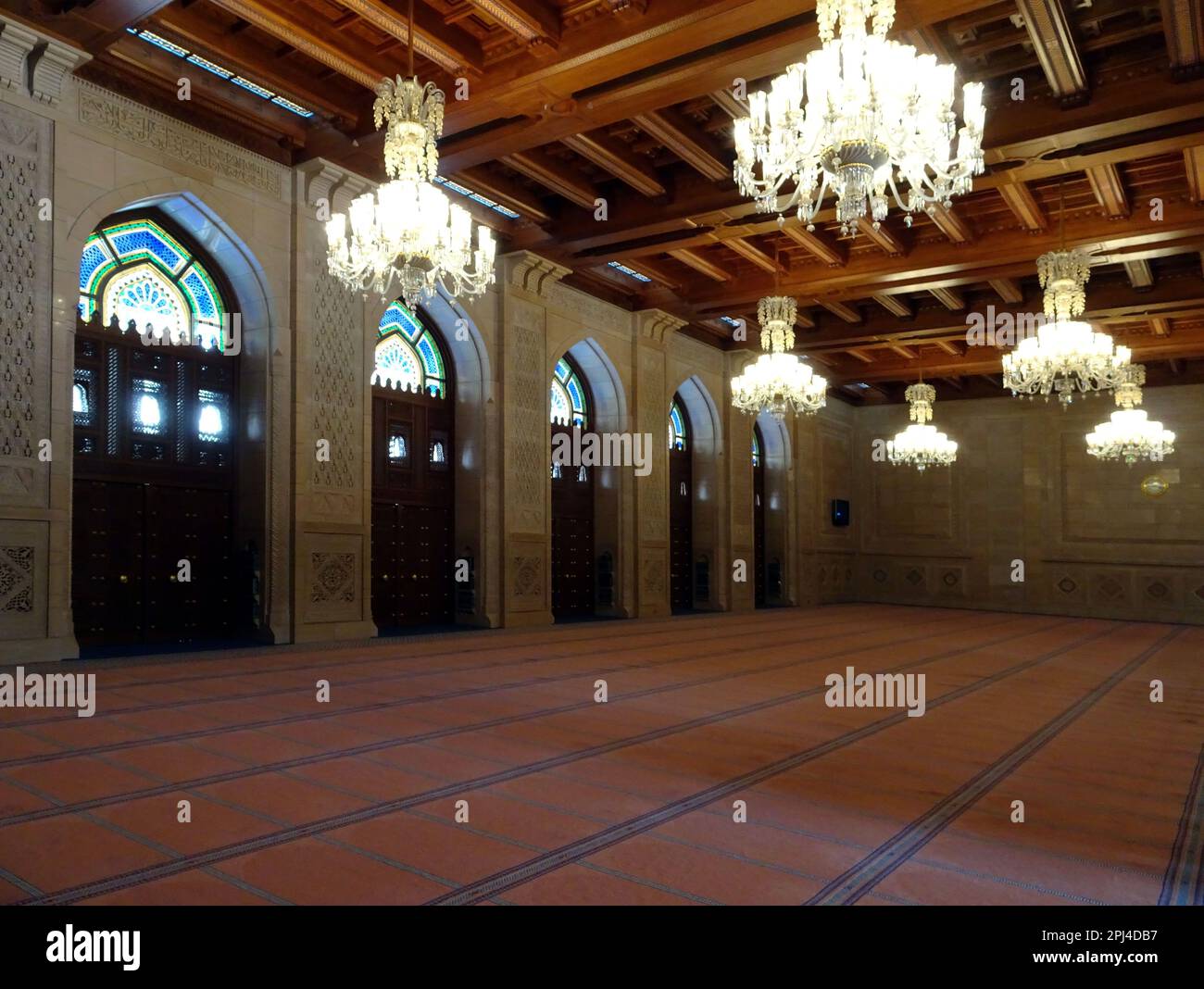 Oman, Muscat: La salle de prière des dames dans la grande mosquée du ...