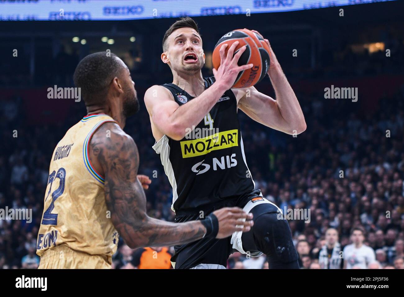 Belgrade, Serbie, 28 mars 2023. Aleksa Avramovic de Partizan Mozzart ...