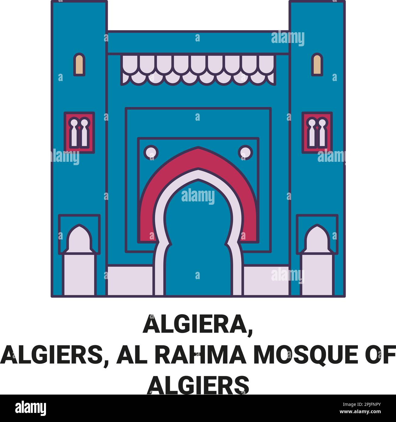 Algiera, Alger, mosquée Al Rahma d'Alger voyage illustration vectorielle Image Vectorielle Stock ...