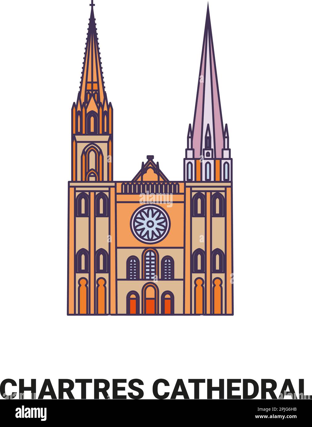 France, la cathédrale de Chartres voyage repère illustration ...