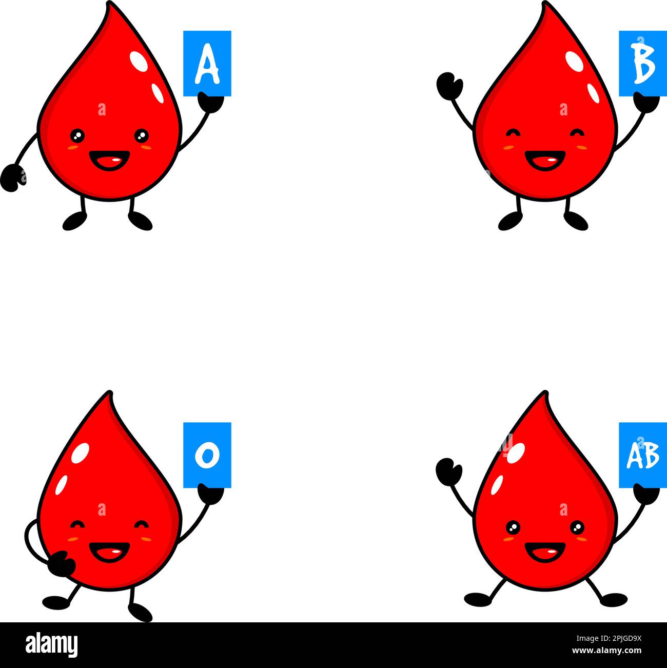 Mignon heureux santé souriant personnage de goutte de sang, Vector ...