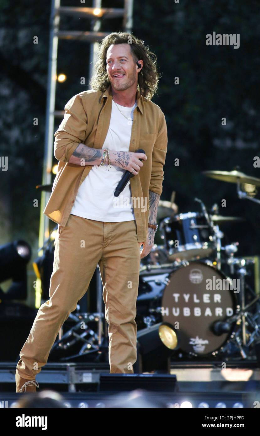 Tyler Hubbard performs for the CMT Music Awards on March 29, 2023 in ...