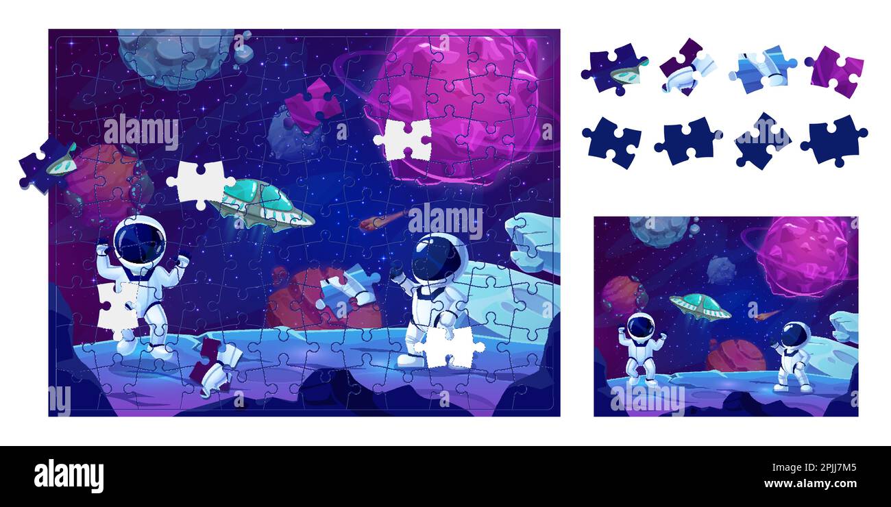 Des astronautes de dessin animé sur la planète spatiale bleue ont vu ...