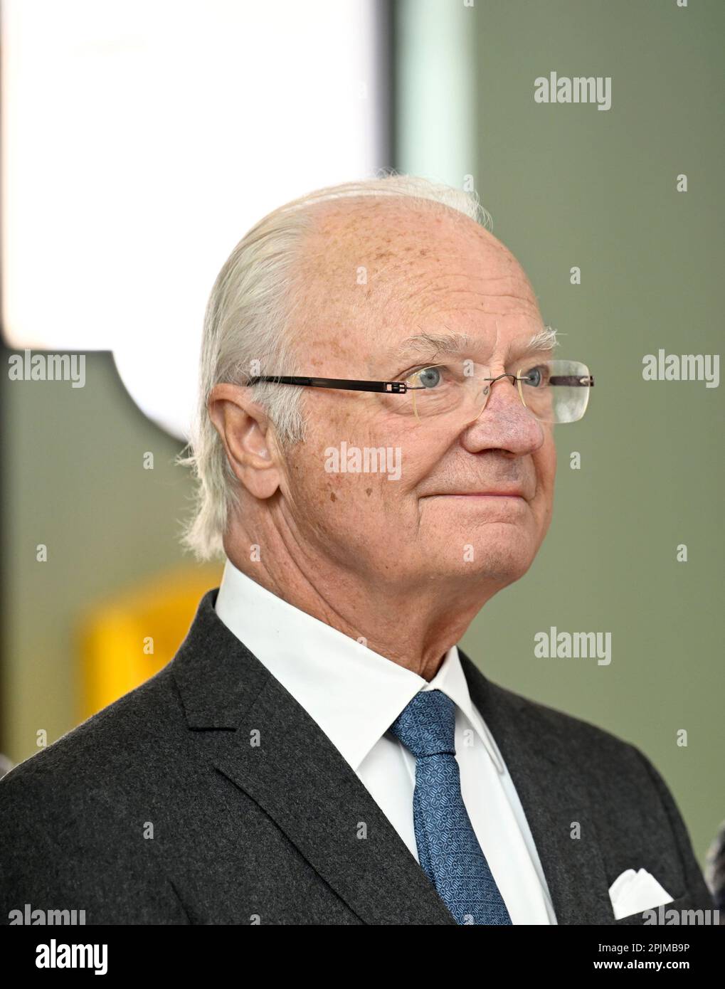 Ostersund, Suède. 03rd avril 2023. Le roi de Suède Carl XVI Gustaf à ...