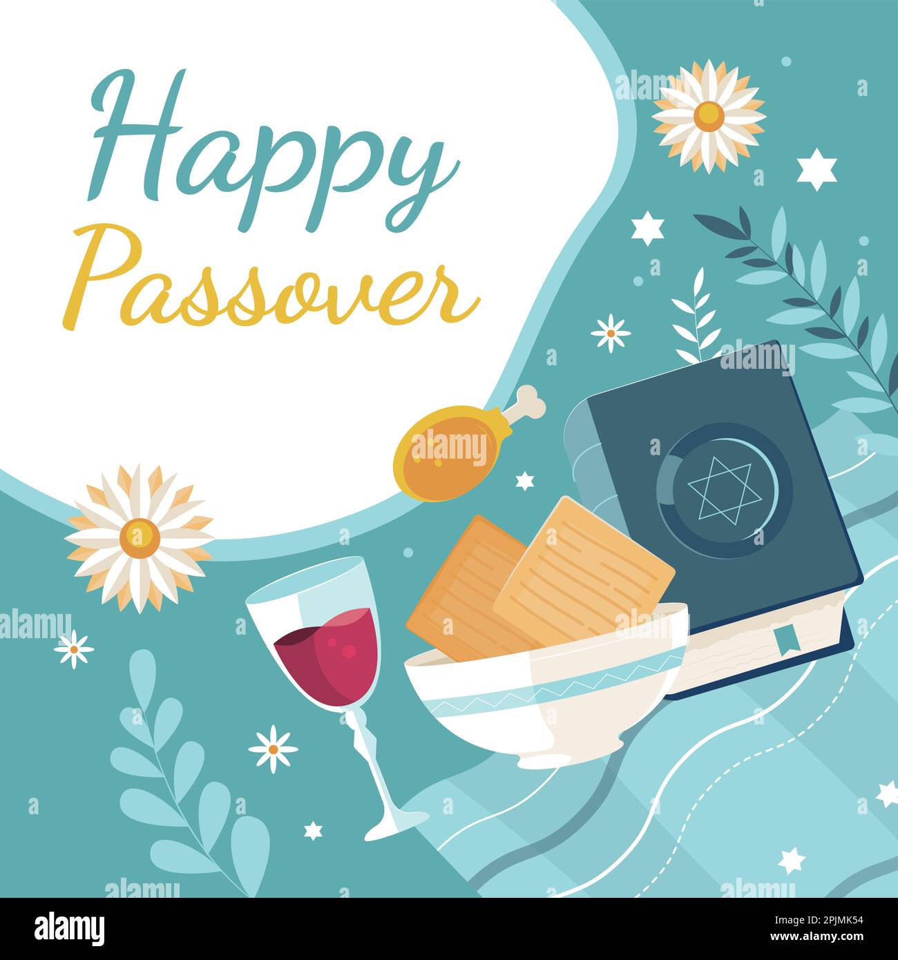 Joyeuses fêtes juives de la Pâque, fêtons le Seder Pesach, carte de ...