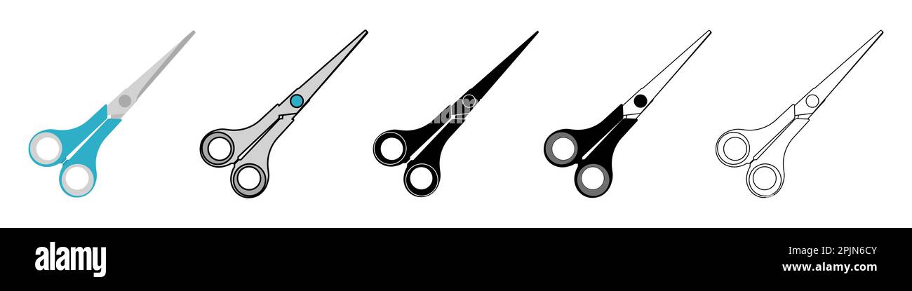 Ensemble d'icônes de ciseaux. Ciseaux de coupe isolés. Pictogramme de ...