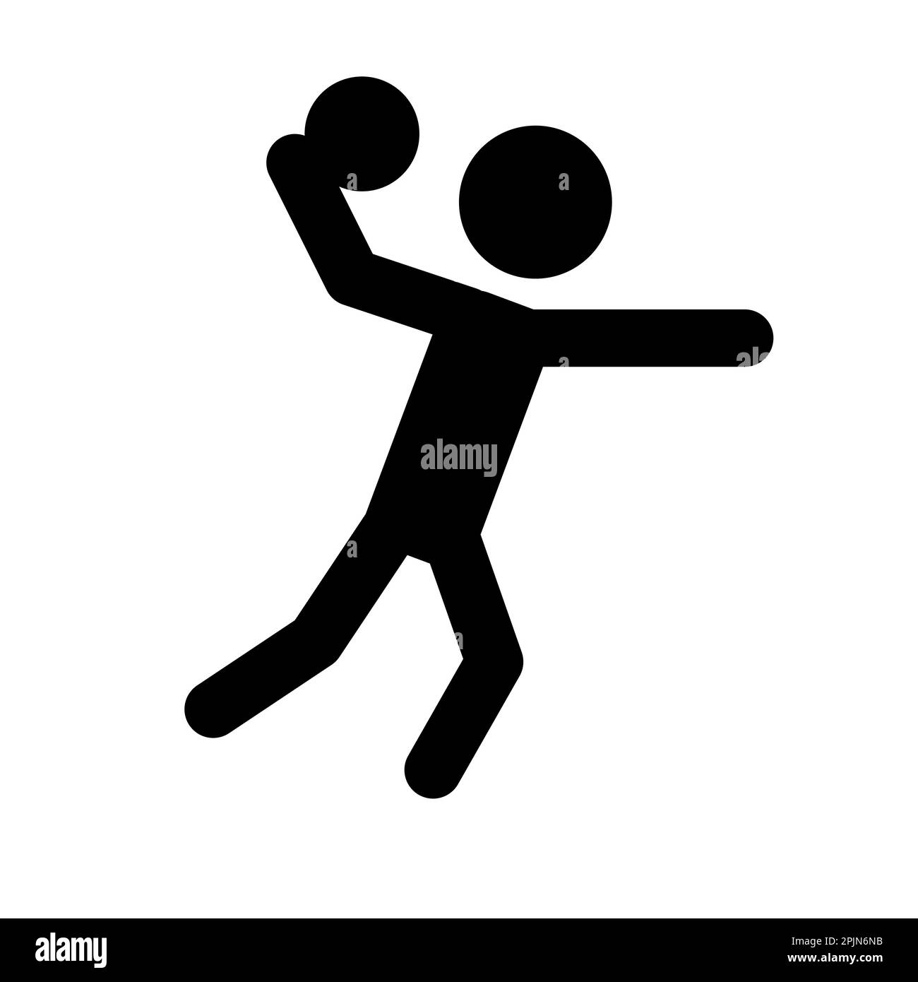 Icône de sport de handball. Symbole de silhouette de joueur de handball ...