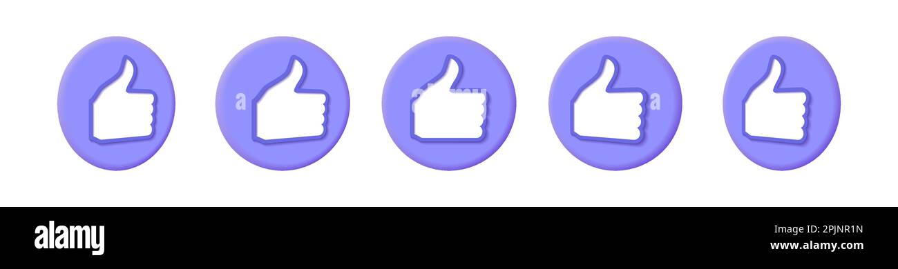 3d icône j'aime. Bouton rotatif. Main avec le symbole de pouce vers le ...