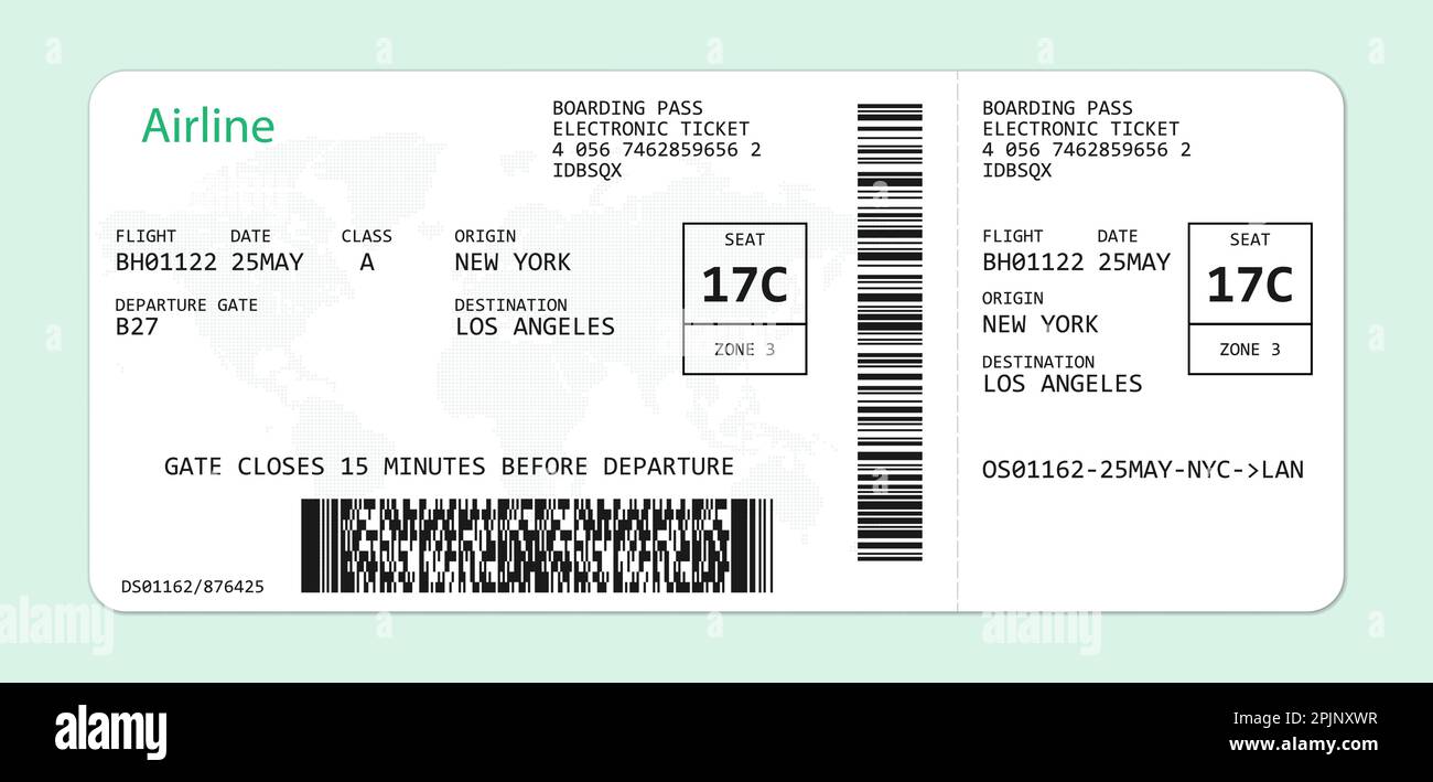 Modèle de carte d'embarquement. Billet d'avion. Billet d'avion. Carte d ...
