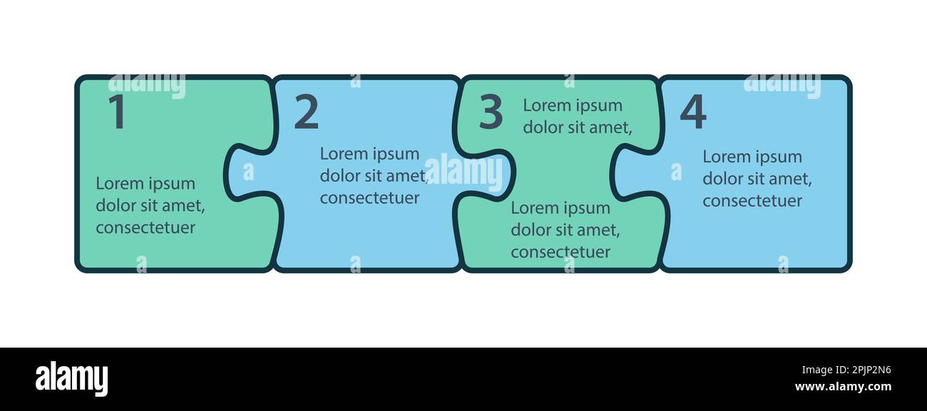 Infographies des étapes. Séquence de casse-tête. Quatre éléments de ...