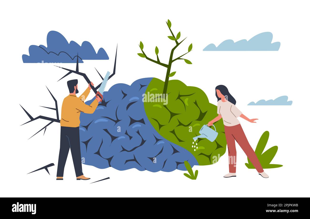 Concept de santé mentale. Guérison, développement du cerveau, reprise ...