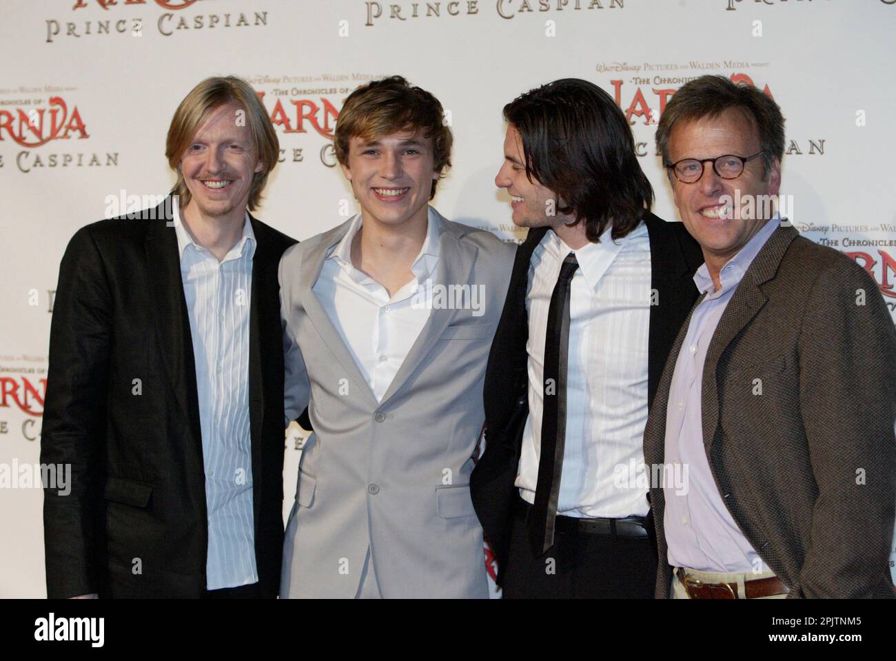 (l-r) Andrew Adamson, William Moseley, Ben Barnes et Mark Johnson lors ...