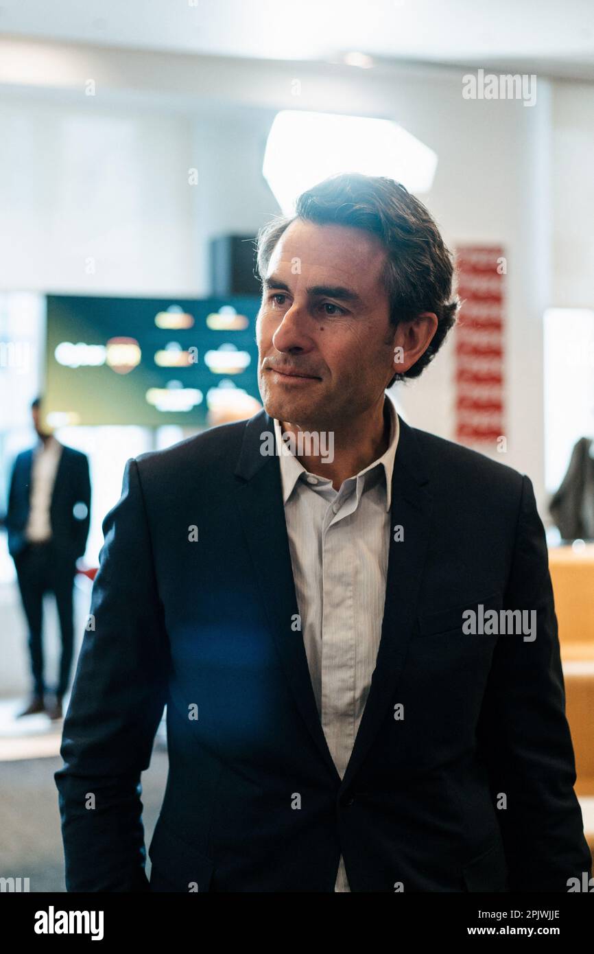 Paris, France. 04th avril 2023. Le PDG du Groupe iliad Thomas Reynaud a ...