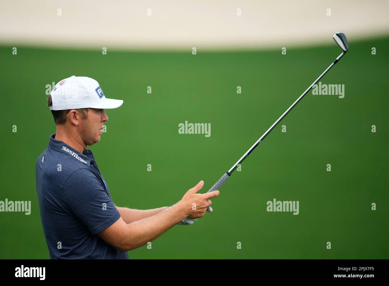 Seamus Power, of Ireland, works out on the range during a practice for ...