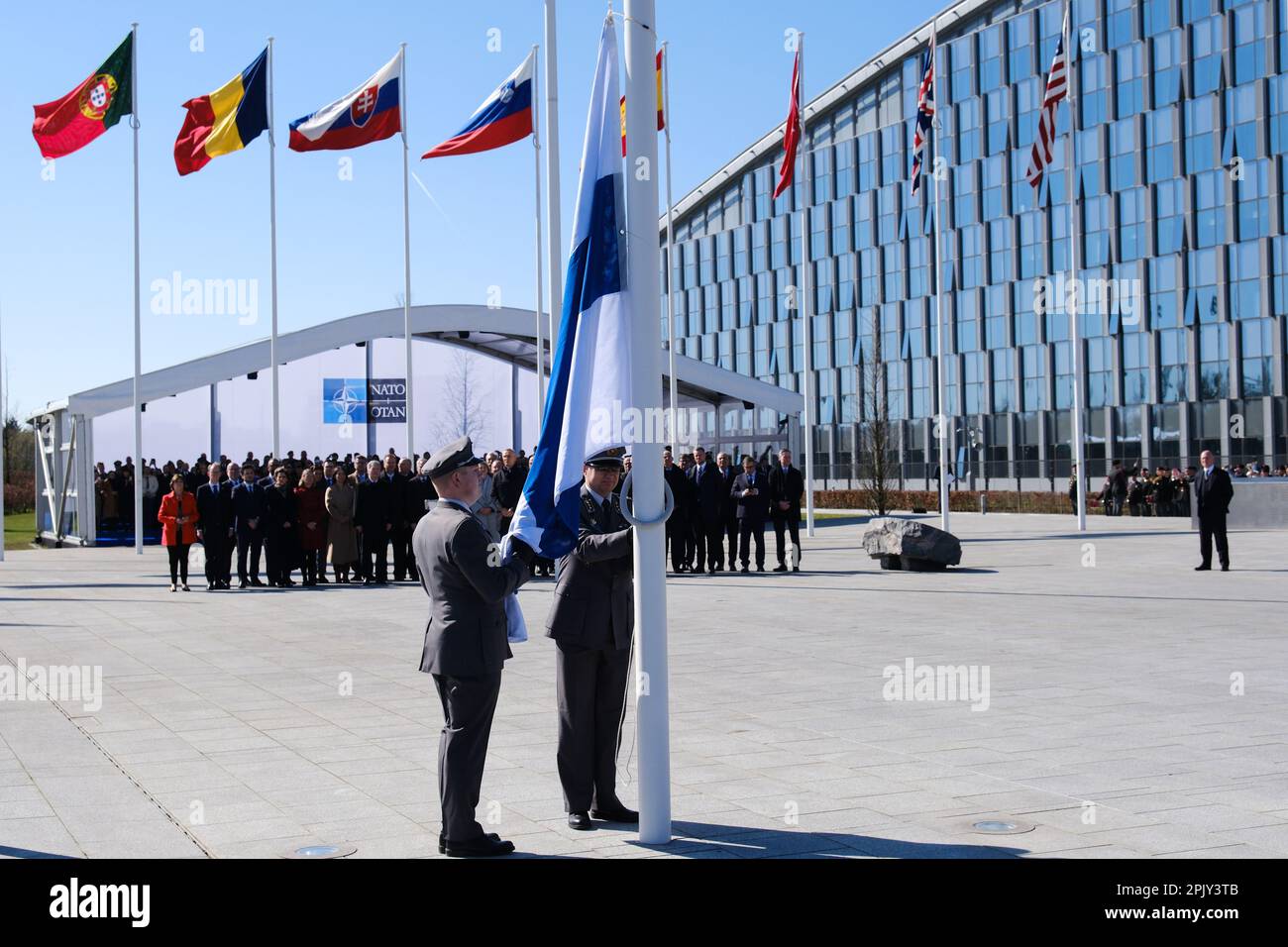 Bruxelles, Belgique. 04th avril 2023. Le personnel militaire finlandais ...