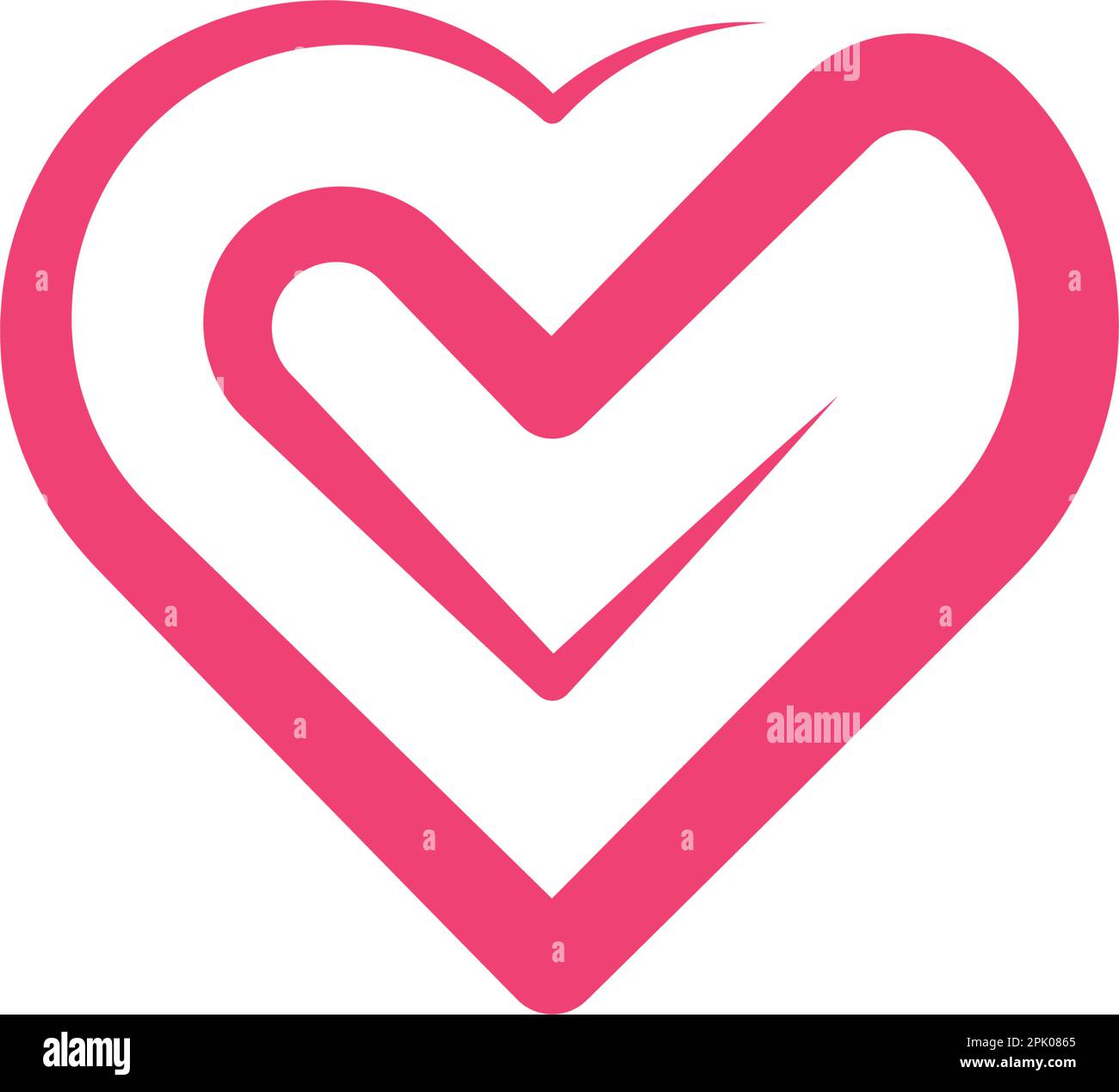 coeur stylisé logo rose amour dessin vectoriel de clipart Image ...