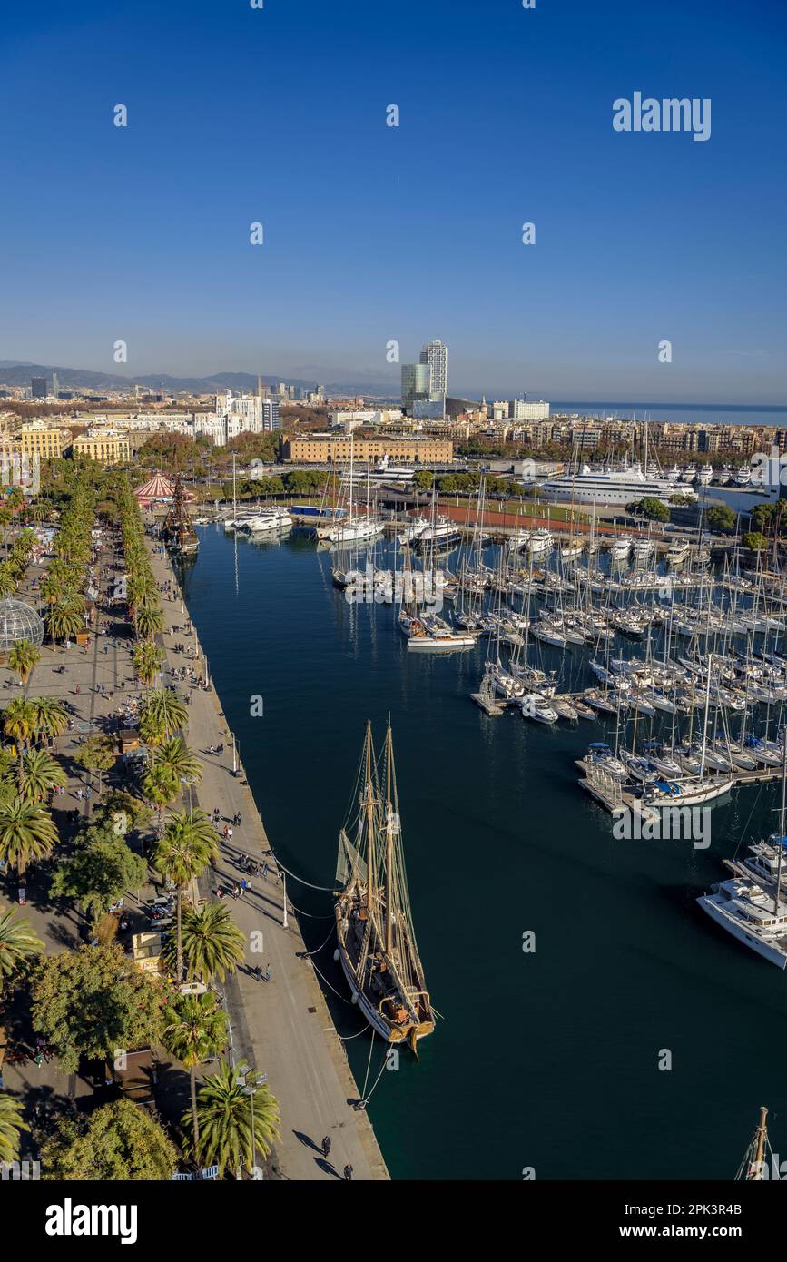 Quai Moll de la Fusta et avenue Passeig de Colom vus de la grande roue ...