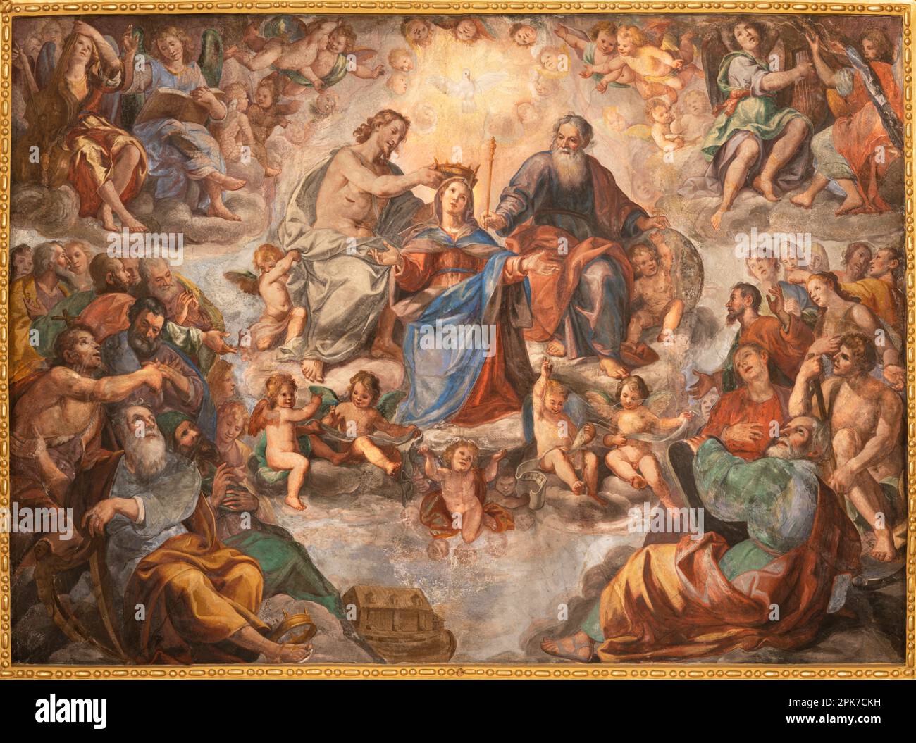 GENOVA, ITALIE - 5 MARS 2023 : la fresque du Couronnement de la Vierge ...