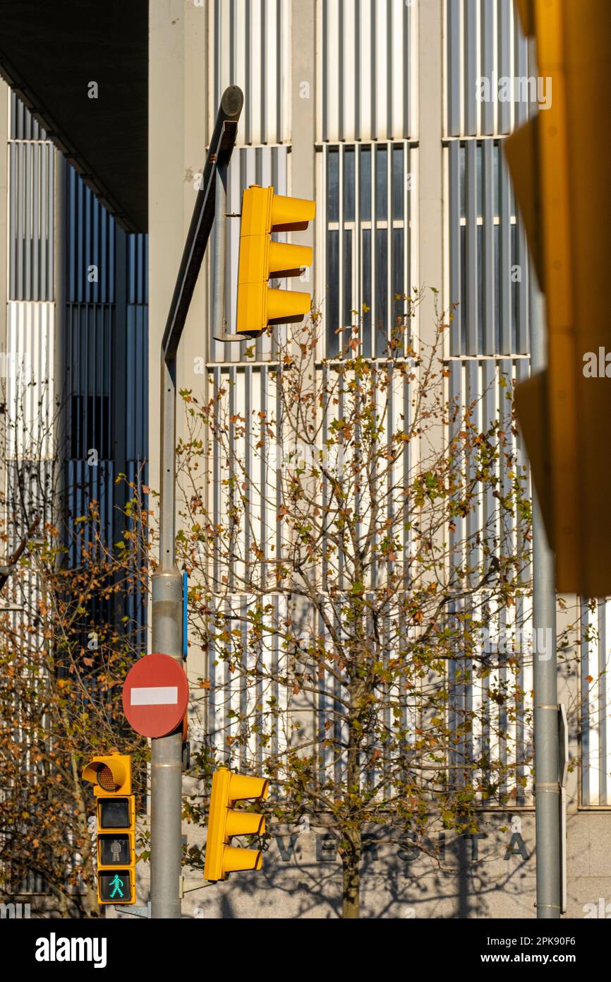 Feu de circulation d'intersection de quartier d'affaires Banque de ...