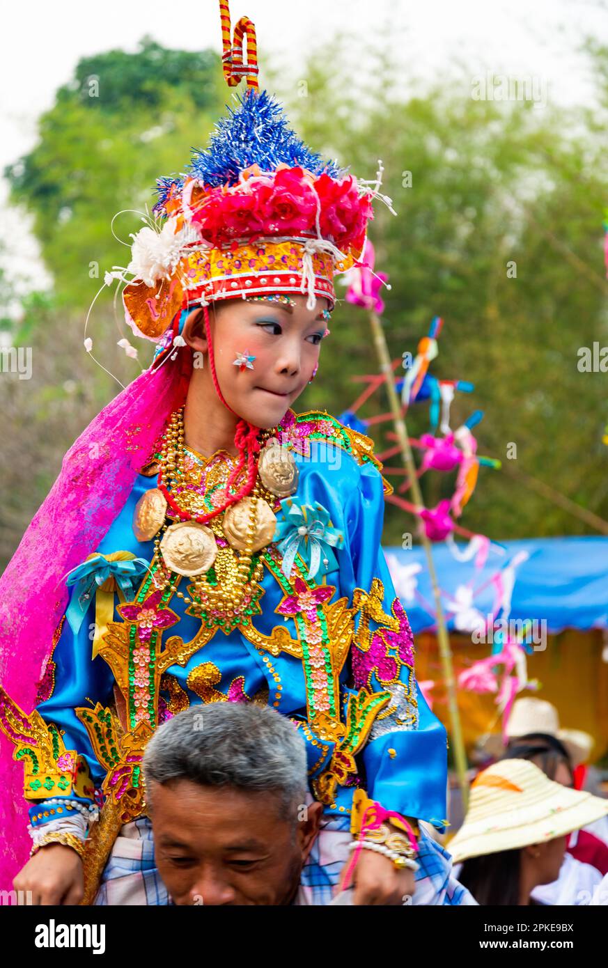 PAI,Mae Hong son,Thaïlande-3 avril 2023:les garçons, âgés de sept à ...