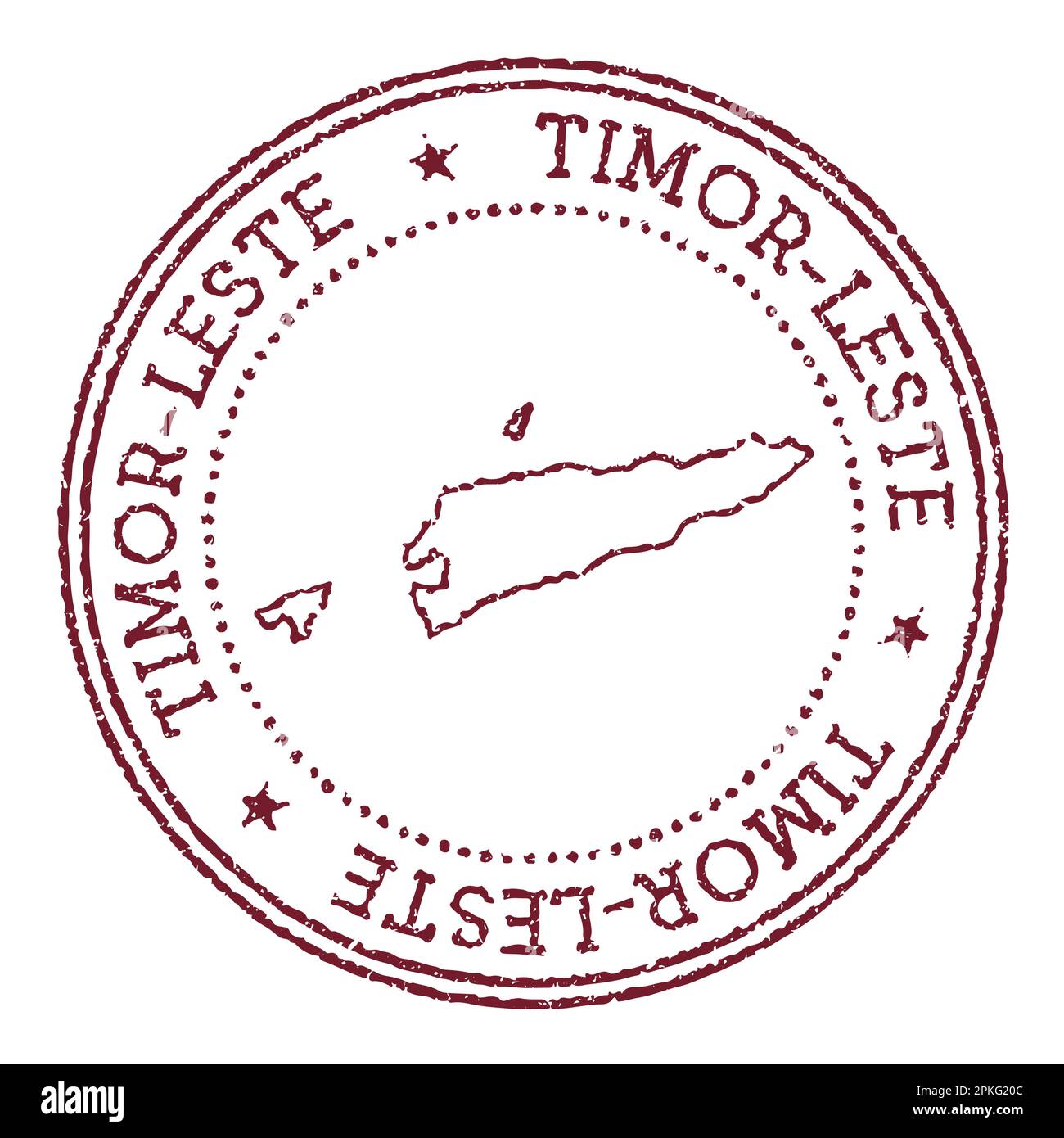Timbre rond en caoutchouc du Timor-Leste avec carte des pays. Timbre ...