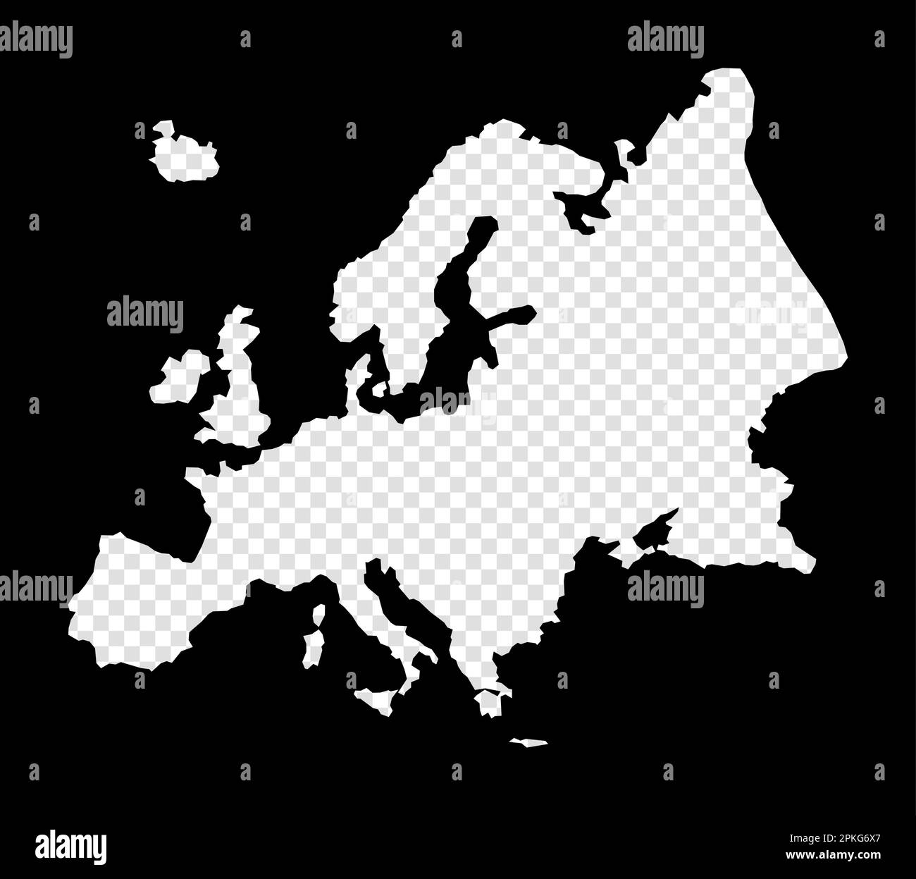 Carte stencil de l'Europe. Carte transparente simple et minimale de l ...