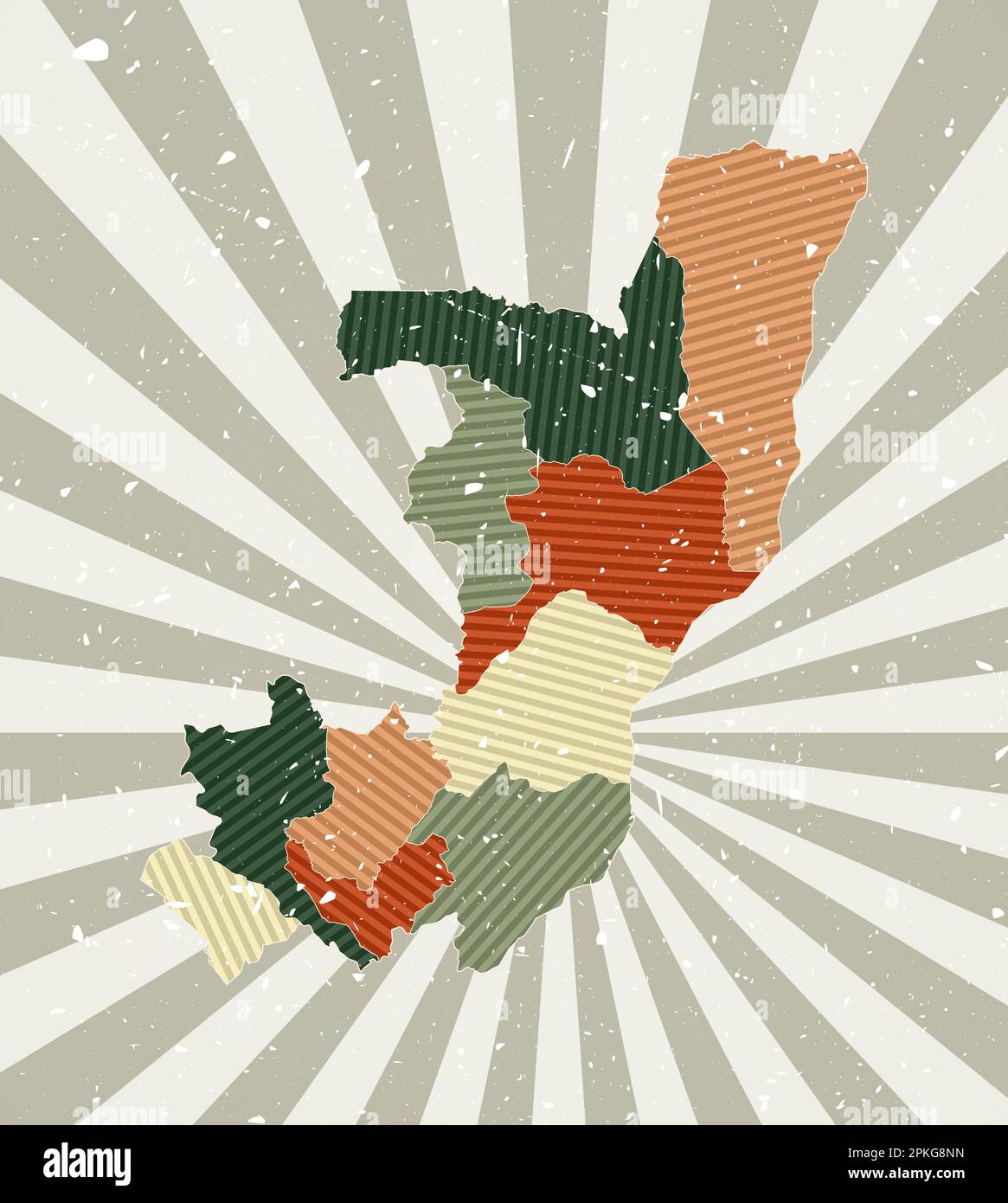 Congo carte ancienne. Affiche grunge avec carte du pays dans la palette ...