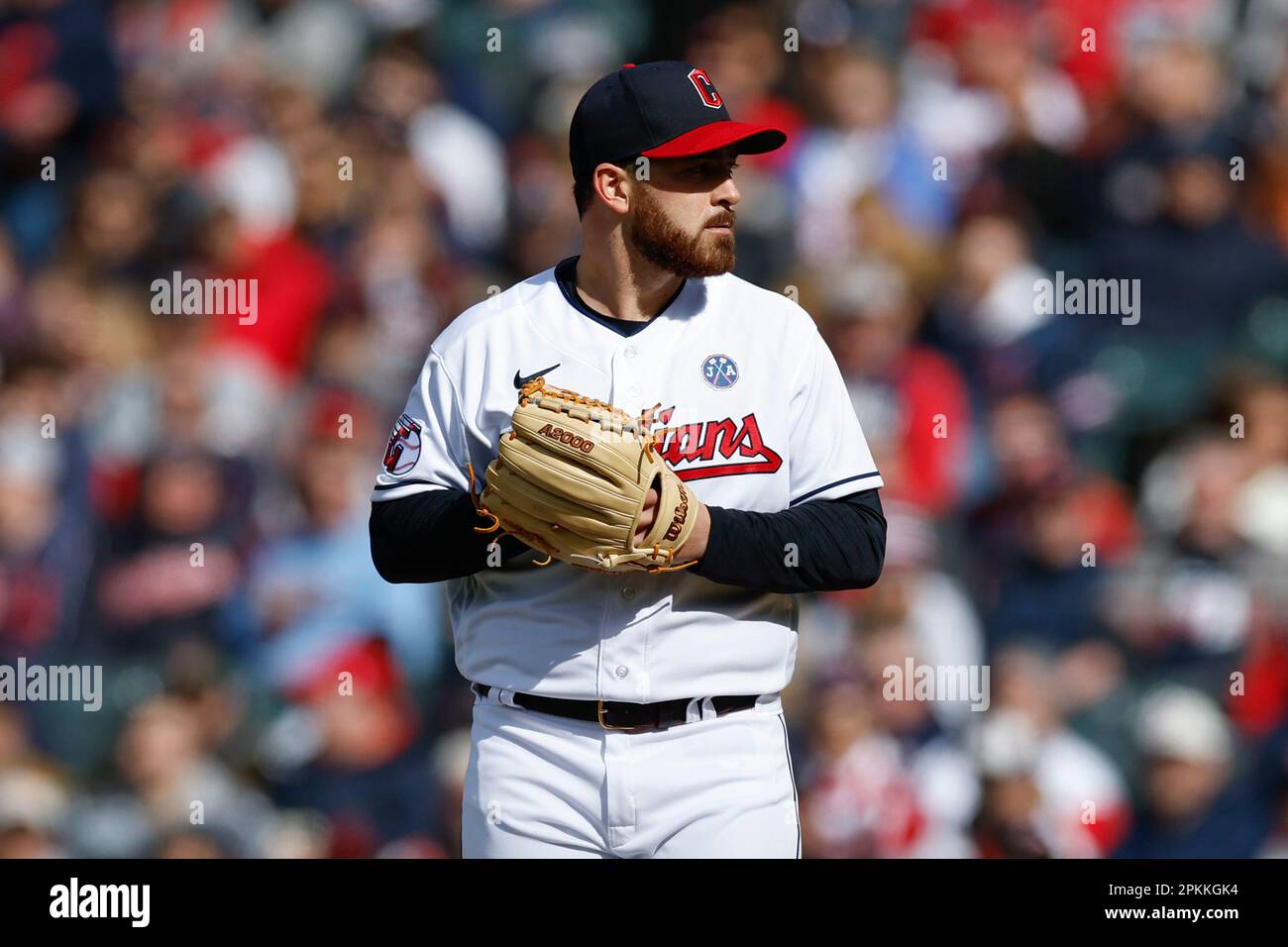 Cleveland Guardians starting pitcher Aaron Civale delivers against the ...