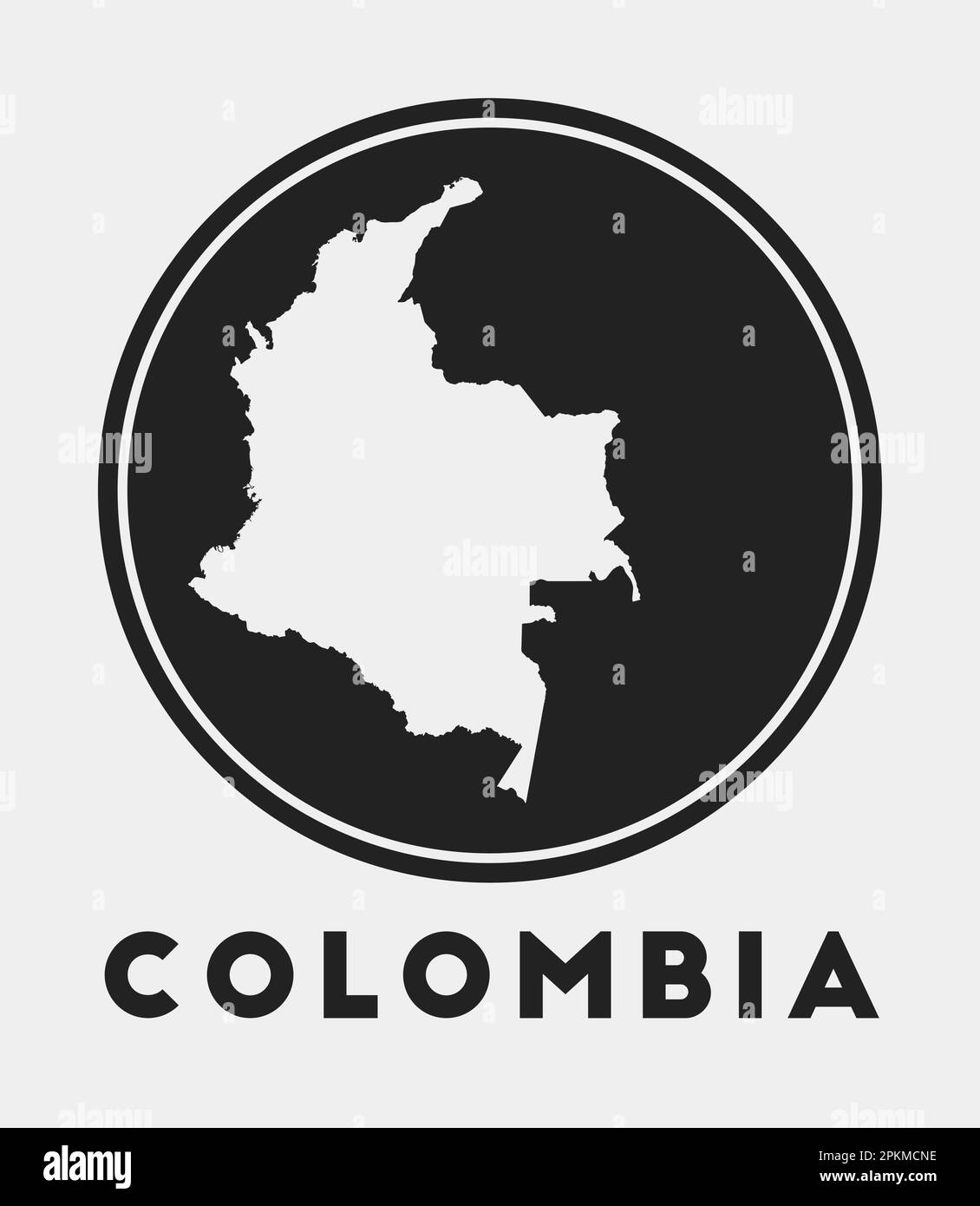Icône Colombie. Logo rond avec carte du pays et titre. Badge Colombie ...