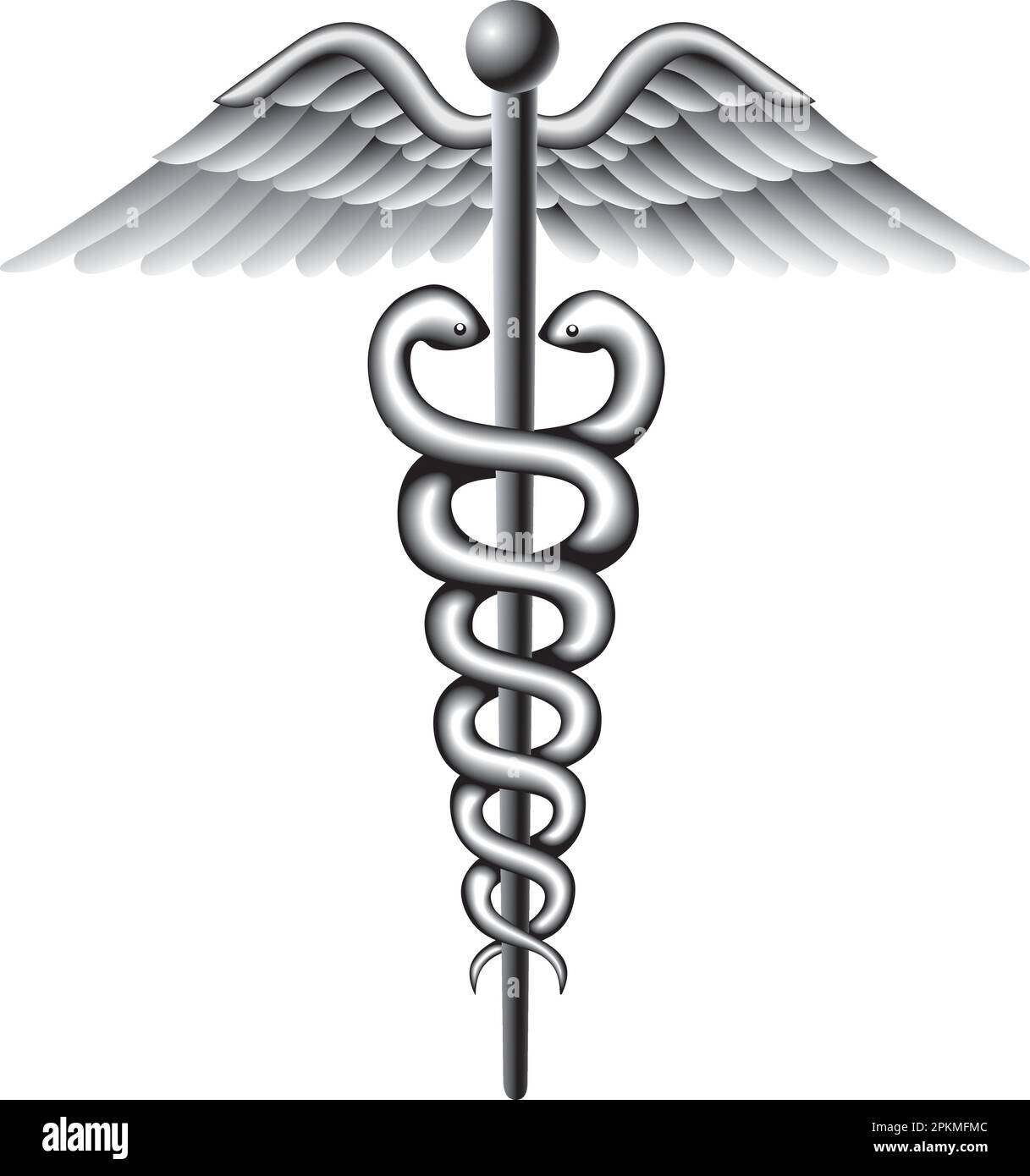 Caduceus; un symbole médical en échelle de gris - médecins, pharmaciens ...