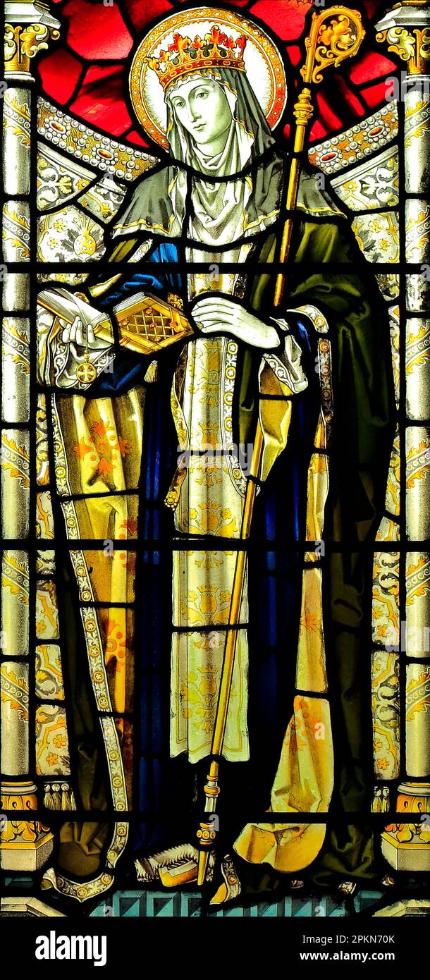 Vitraux, St. Etheldreda, reine, fondatrice et abbesse d'Ely, fenêtre du ...