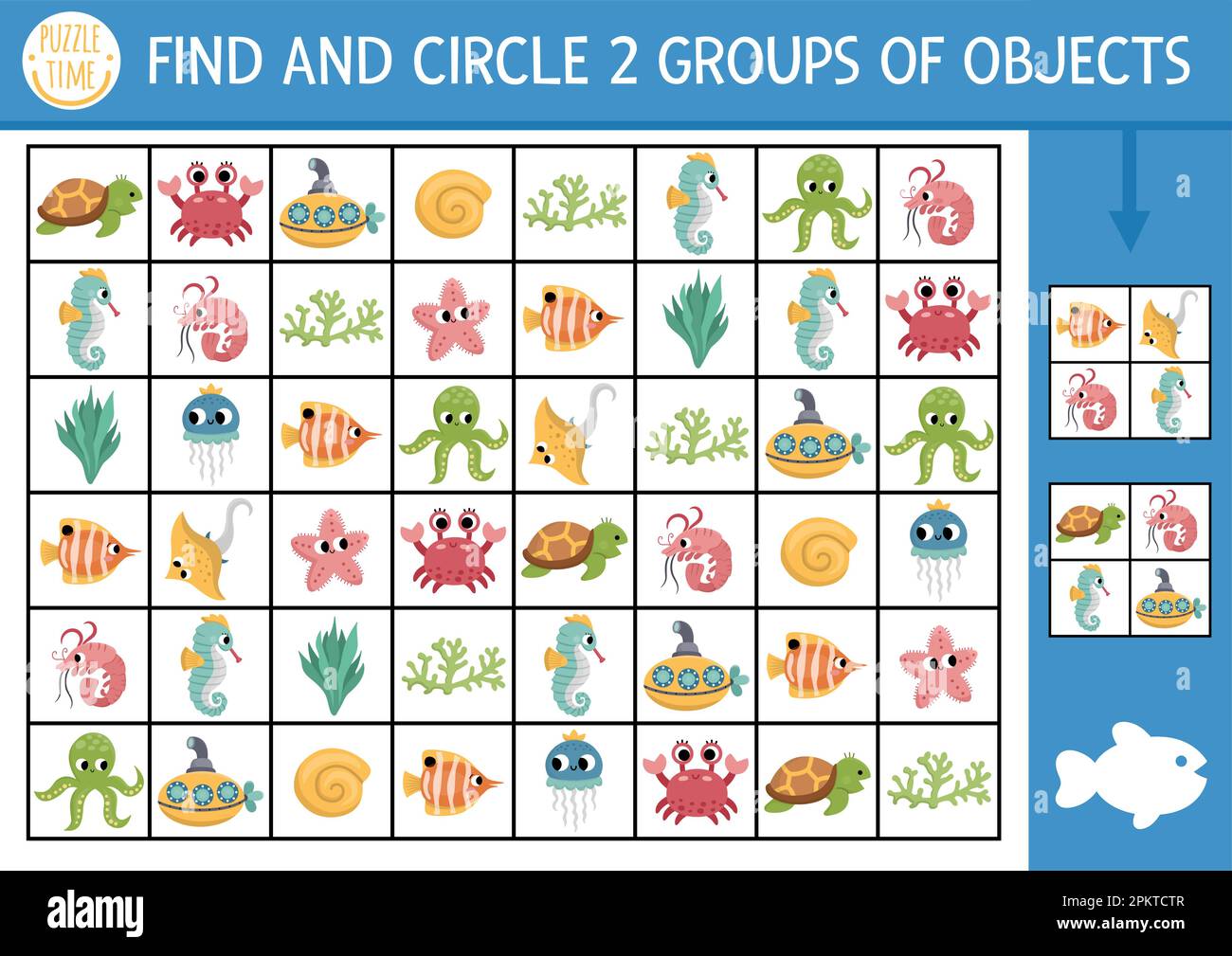 Sous la mer chercher et trouver le jeu avec des symboles traditionnels ...