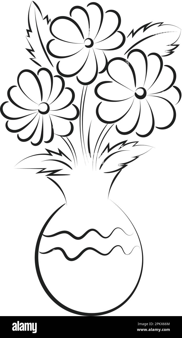 Pot. Fleurs de printemps Fleurs de jardin à colorier dessinées à la ...