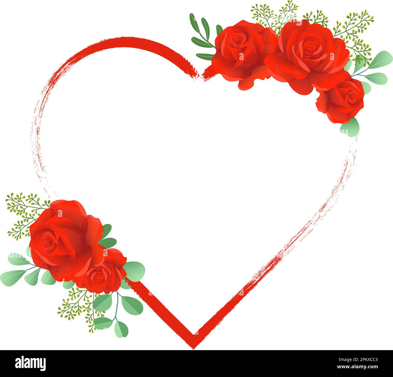 Cadre de félicitations en forme de coeur et de roses rouges Image ...