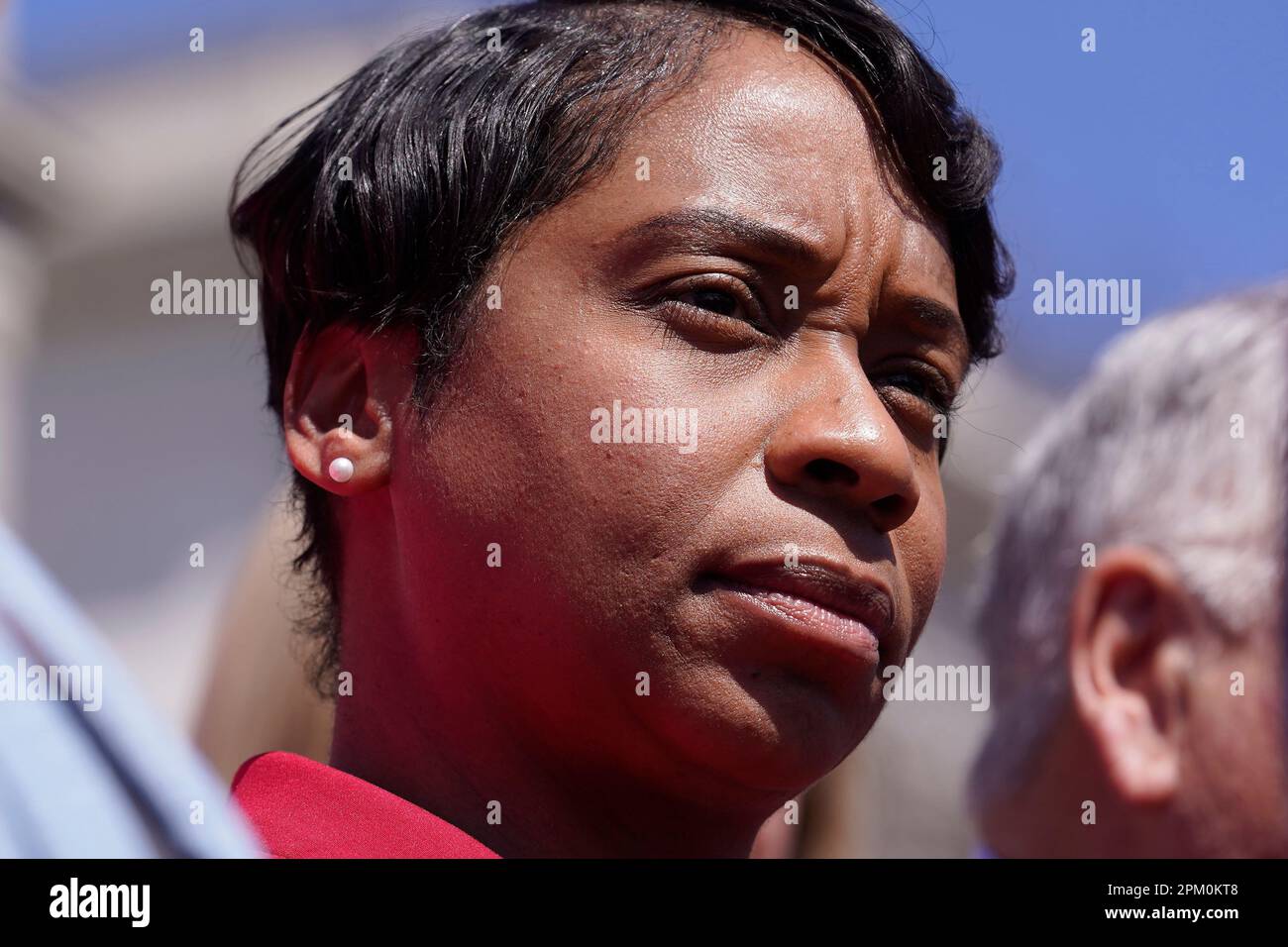 Massachusetts Attorney General Andrea Campbell stands in front of the ...