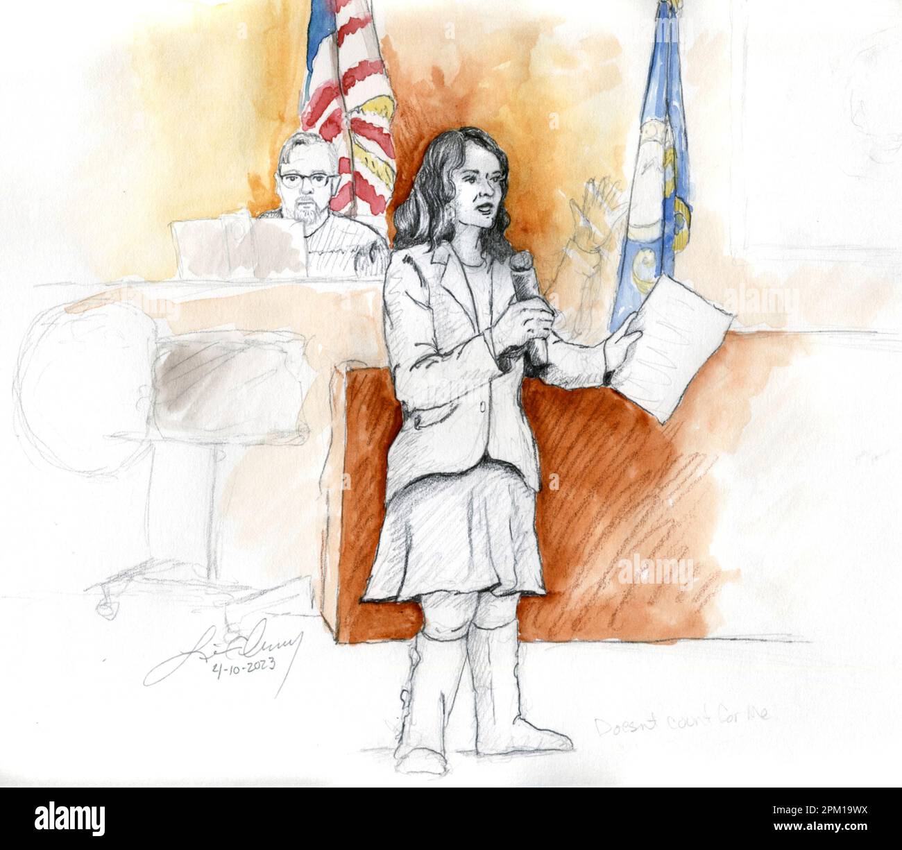 This courtroom sketch depicts Madison County Magistrate Judge Steven ...