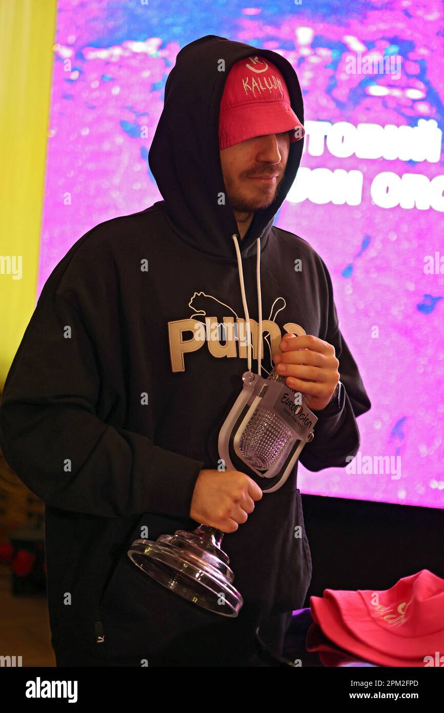 KALUSH, UKRAINE - le 10 AVRIL 2023 - Rapper Oleh Psiuk, de l'Orchestre ...