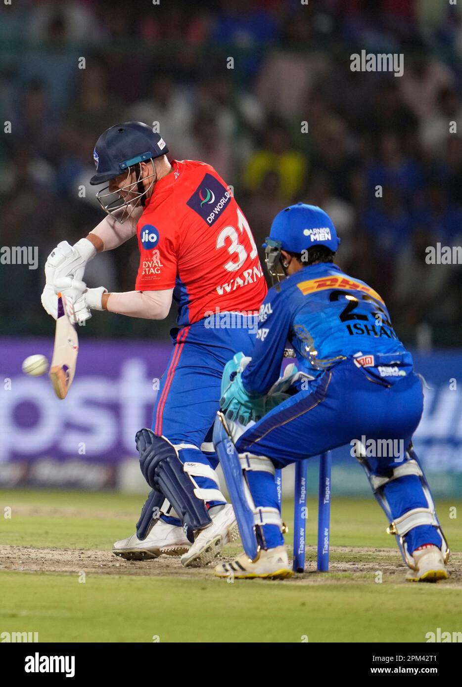 Delhi Capitals' David Warner plays a shot during the Indian Premier ...