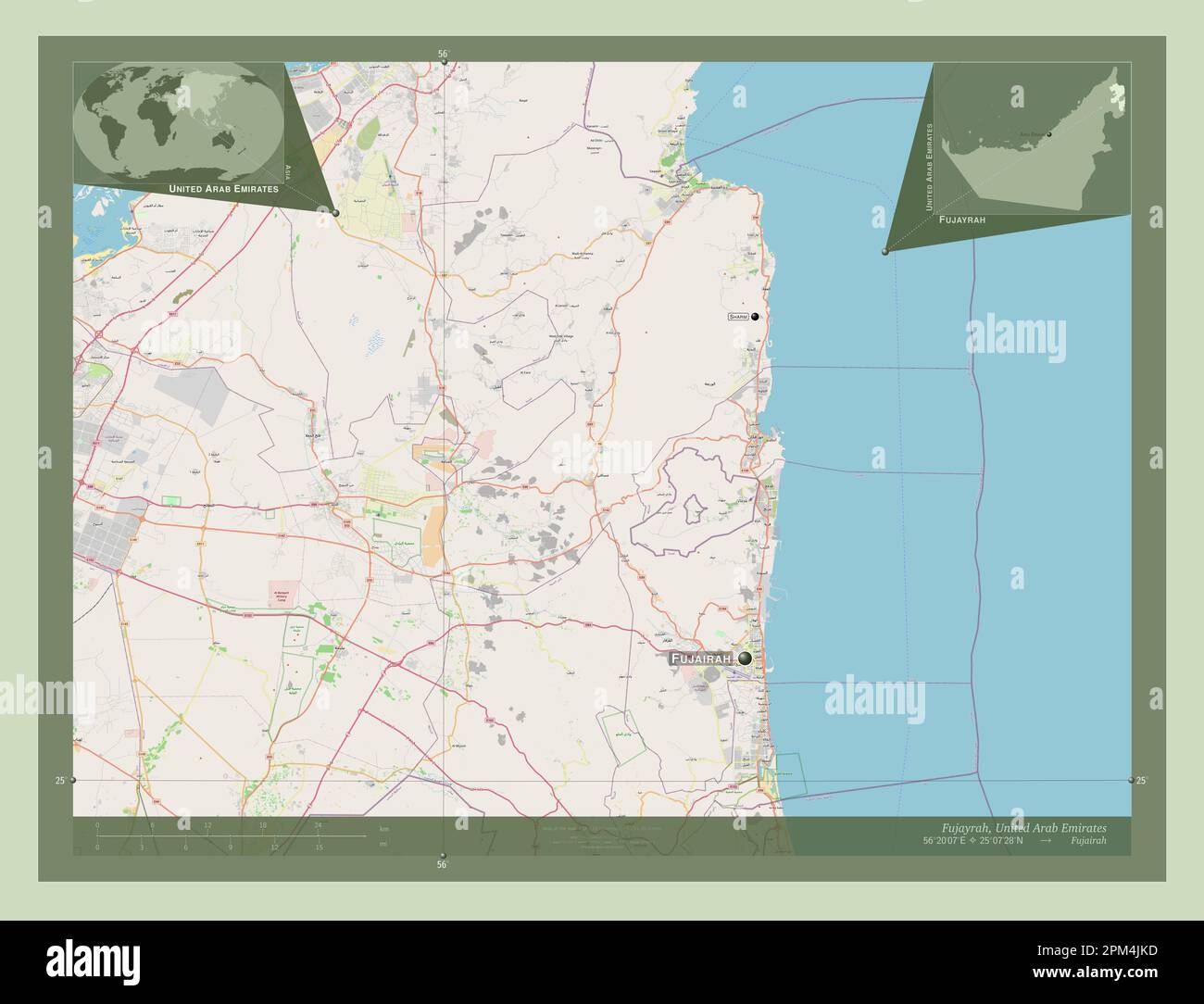 Fujayrah, émirat des Émirats arabes Unis. Ouvrez la carte des rues ...