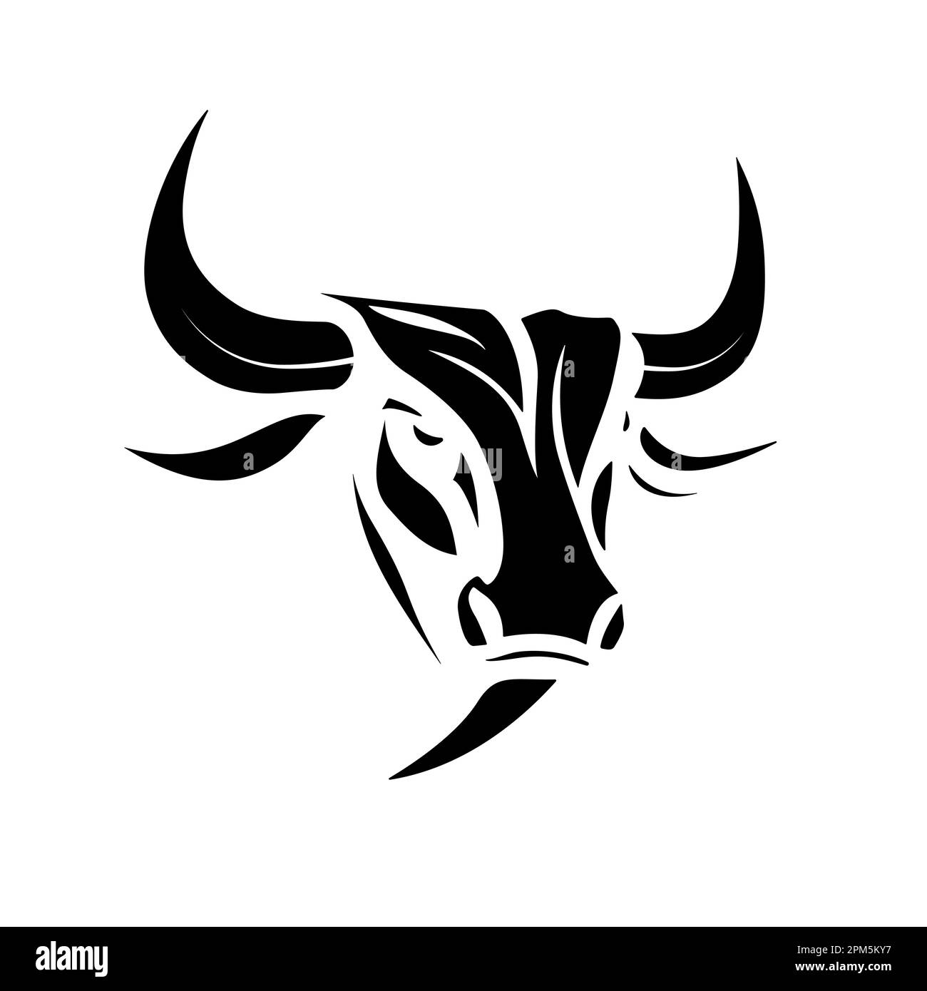 Logo Bull Head. Dessin abstrait face de taureau. Icône noire de taureau ...