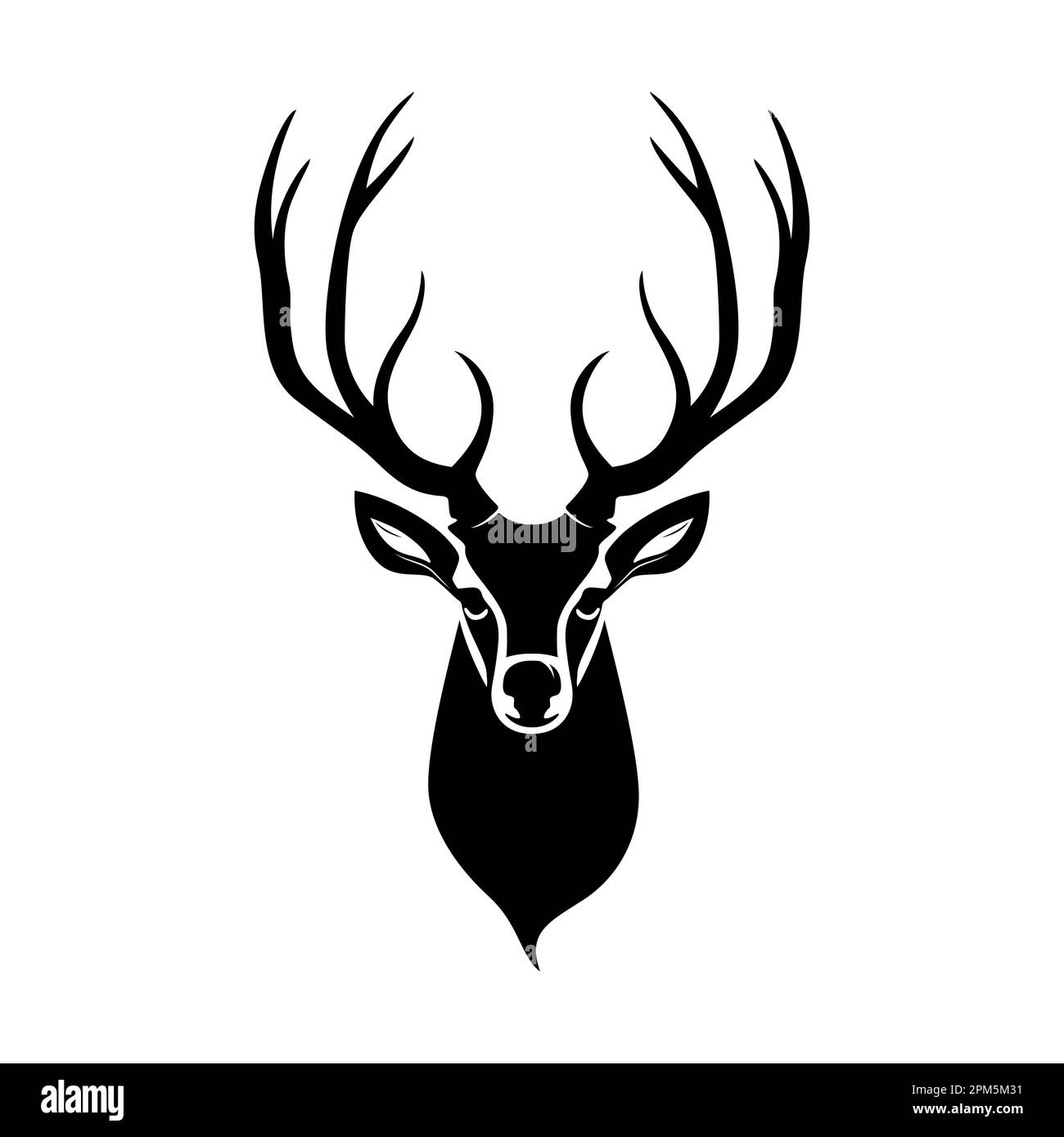 Logo de la tête de cerf. Dessin abstrait visage de cerf. Silhouette ...