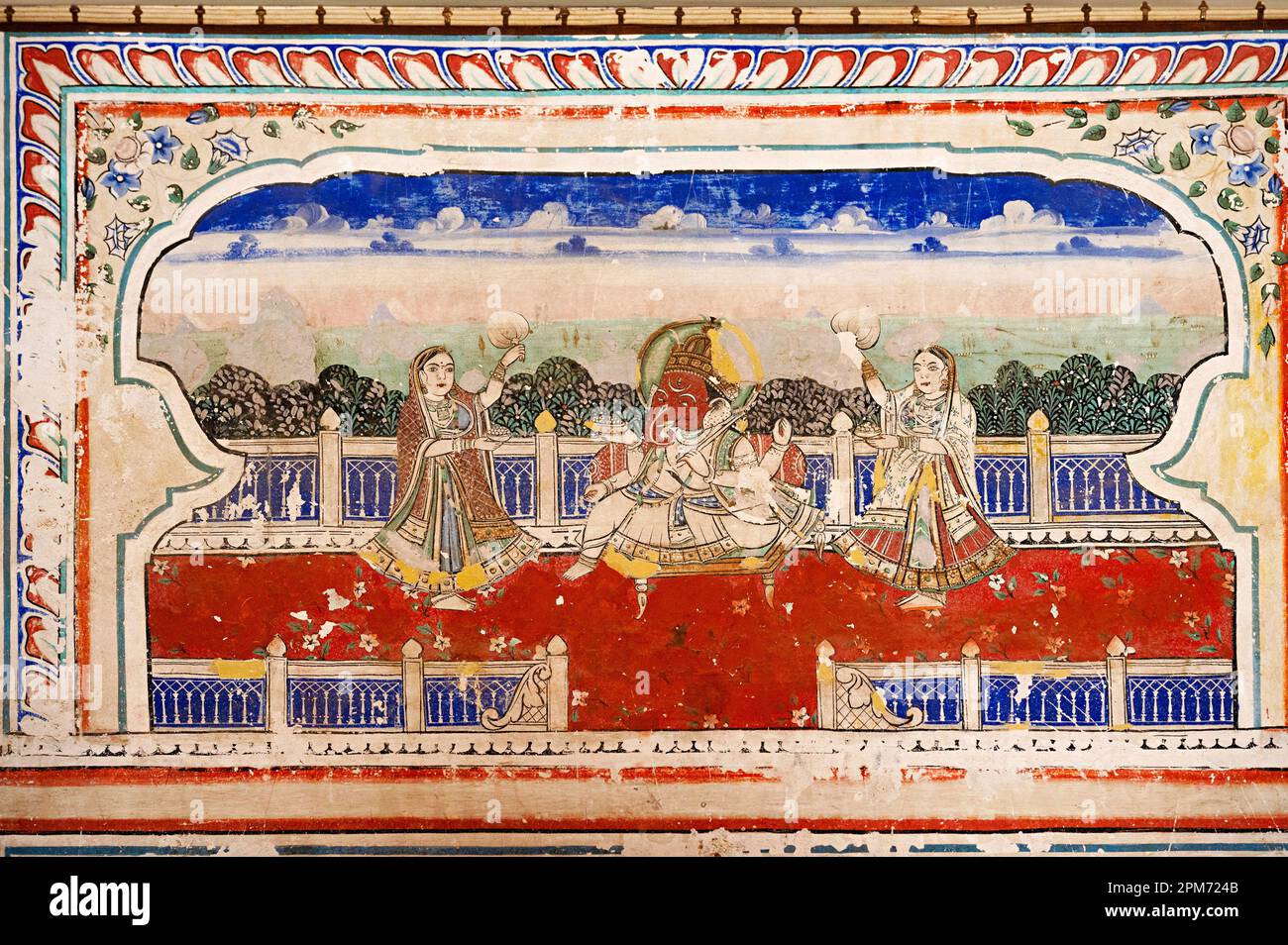 Peinture colorée de Lord Ganesha sur le mur intérieur du château de ...