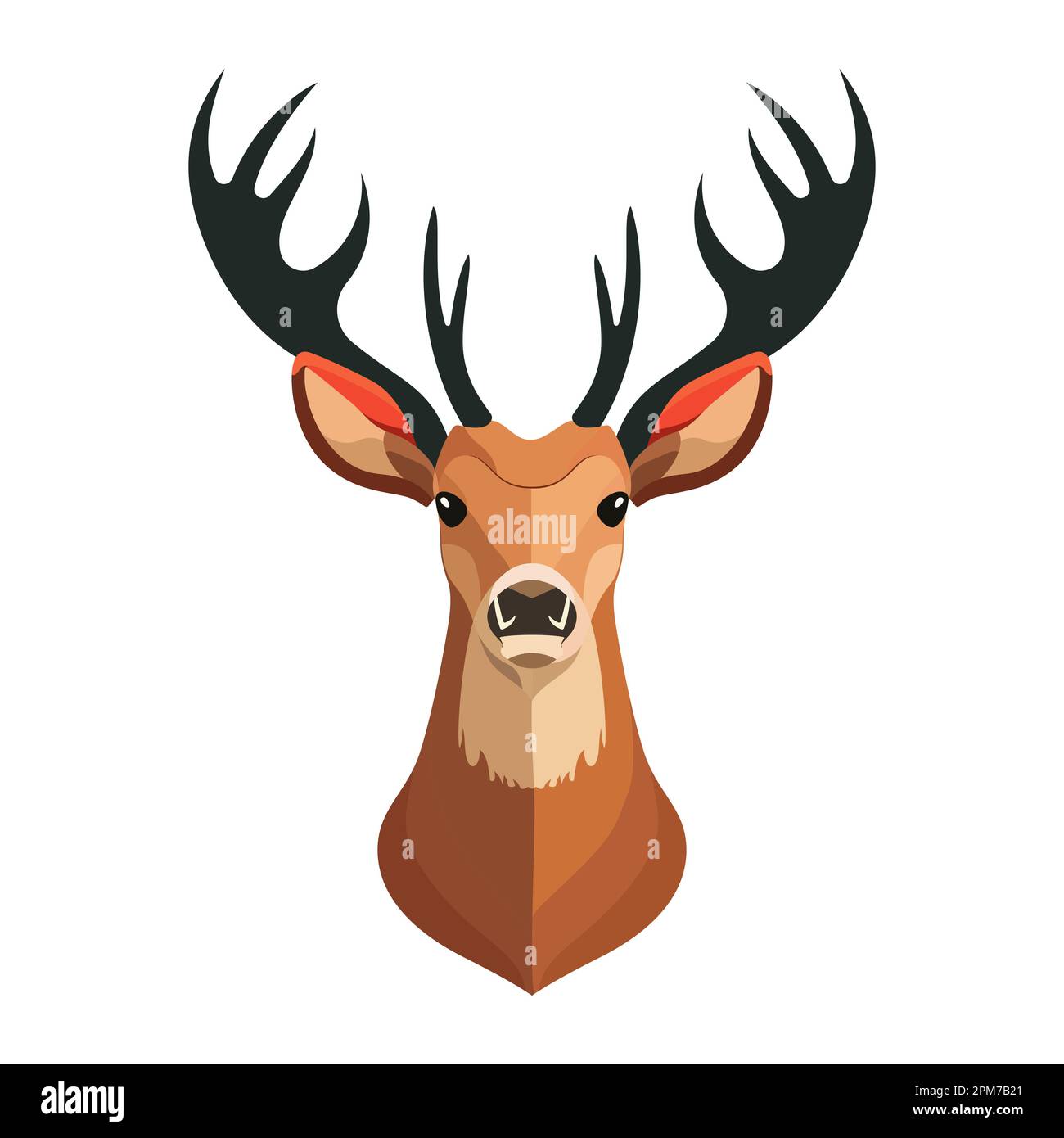 Logo de la tête de cerf. Cerf à dessin abstrait avec cornes. Joli ...